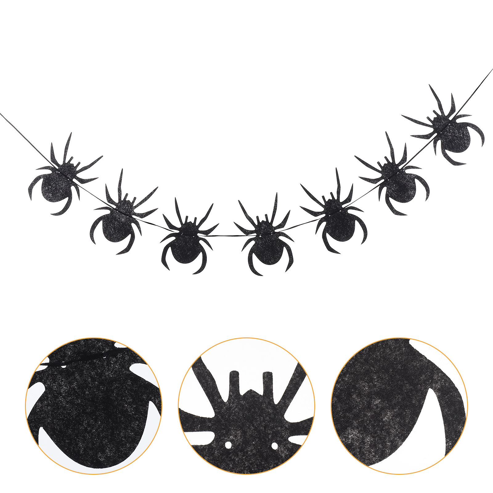 IDEANATEGRATE 1Pcs Banner Decorations Black Felt Spider Pattern for ...