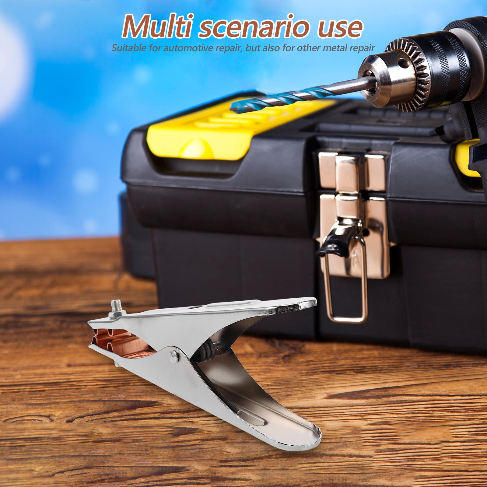 IDEANATEGRATE 1Pcs Ground Welding Earth Clamp for Automotive Body Repair Metal Silver 8.3x3.3x1 ...