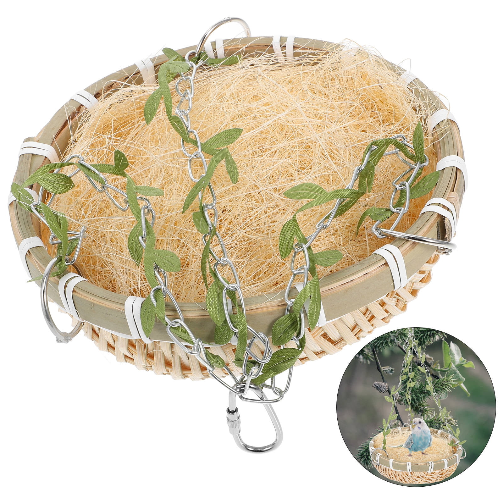 IDEANATEGRATE 1Pcs Multi Colored Woven Bamboo Bird Nest for Parrot Cage ...