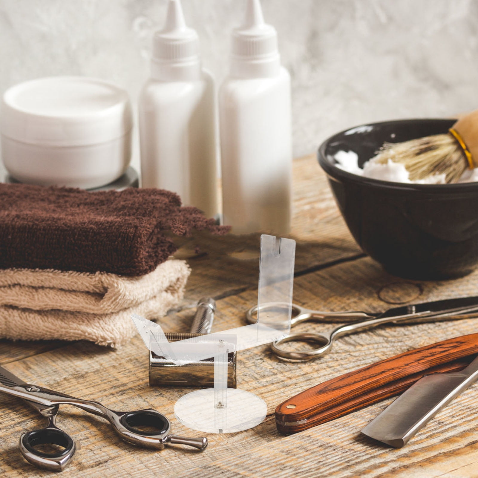 IDEANATEGRATE 1Pcs Space Saving Scissor Rack Transparent Acrylic Barber ...