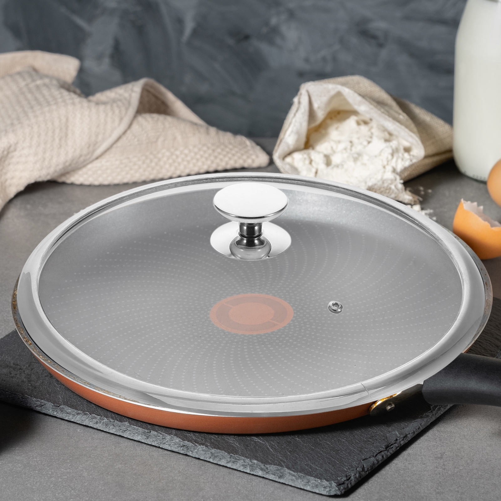 IDEANATEGRATE Universal Pot Lid 1Pc Round Stainless Steel Tempered ...