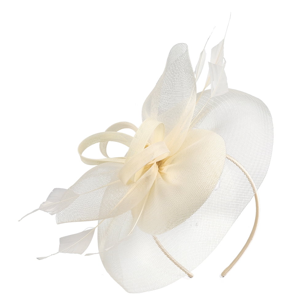 IDEANATEGRATE Fascinators Women Tea Party Headband Hat Beige Gauze 1Pcs ...