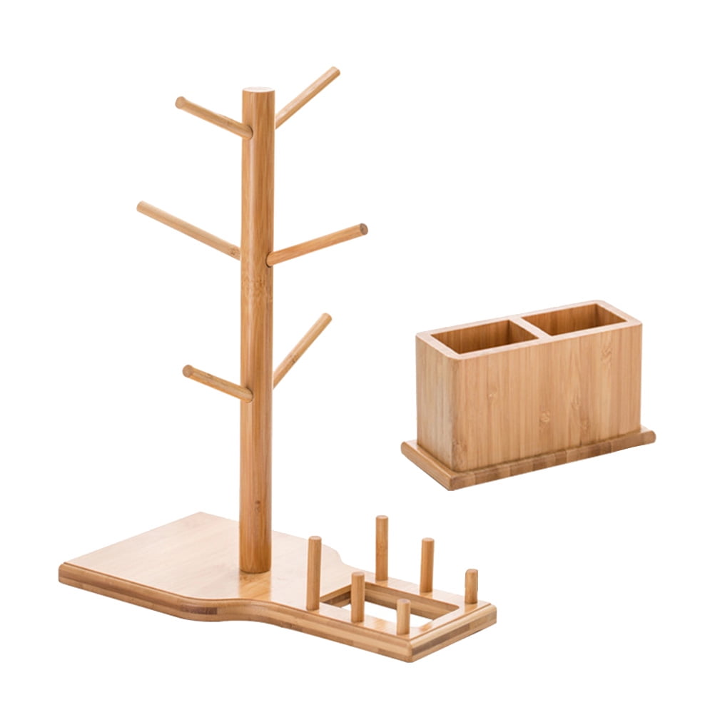 IDEANATEGRATE 1Set Bamboo Cup Holder Tray for Hotels Organizer Tea Cups ...