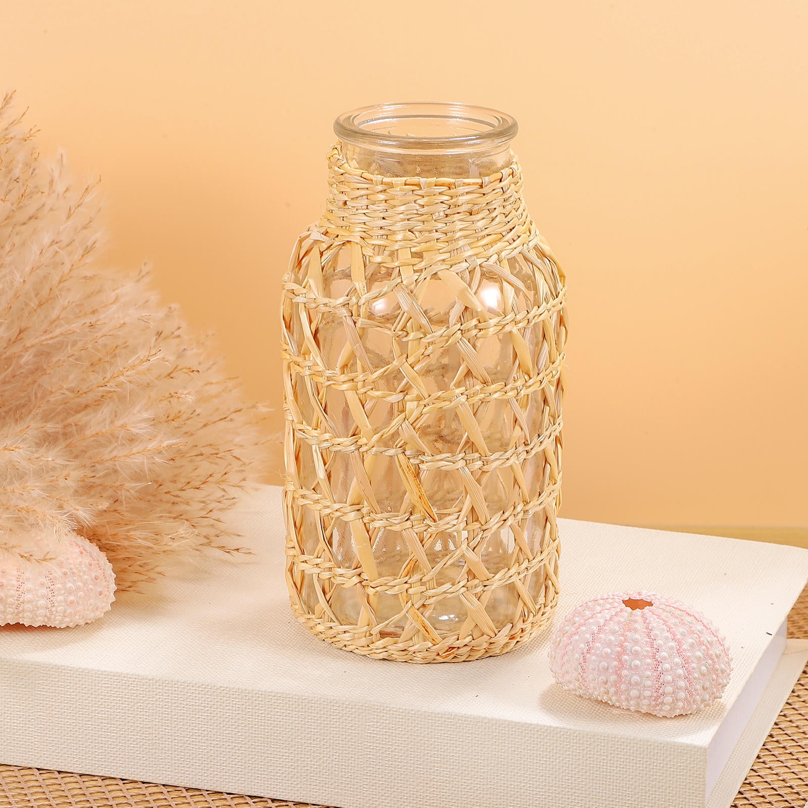 IDEANATEGRATE 1Set Rattan Vases for Decor Light Yellow Woven Appearance ...