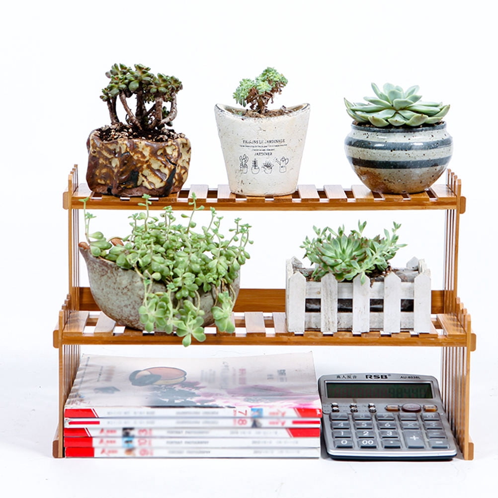 IDEANATEGRATE 1Set Tabletop Wood Stand Khaki Color Modern Design Flower ...