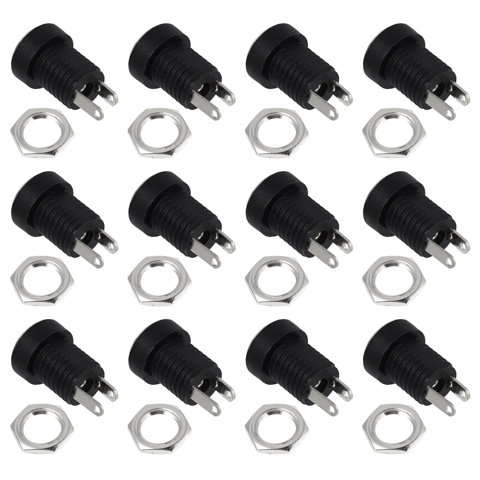 IDEANATEGRATE 24Pcs Cylindrical Black Plastic Metal Power Jack for ...