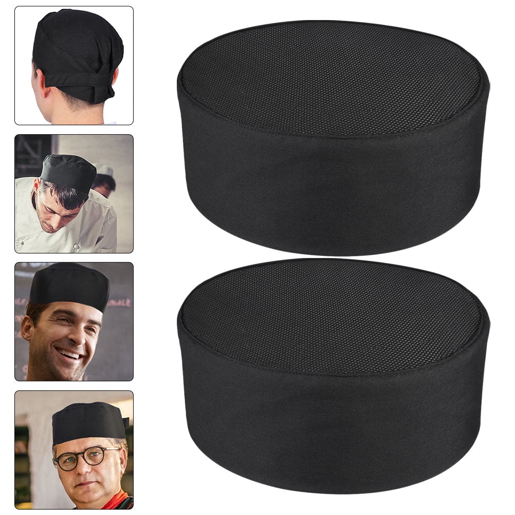 IDEANATEGRATE 2Pack Chef Caps Black Cloth Combed Fabric Adjustable Size ...