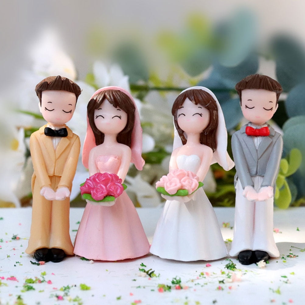IDEANATEGRATE 2Pairs Small and Compact Dolls for Wedding Table Ornament ...