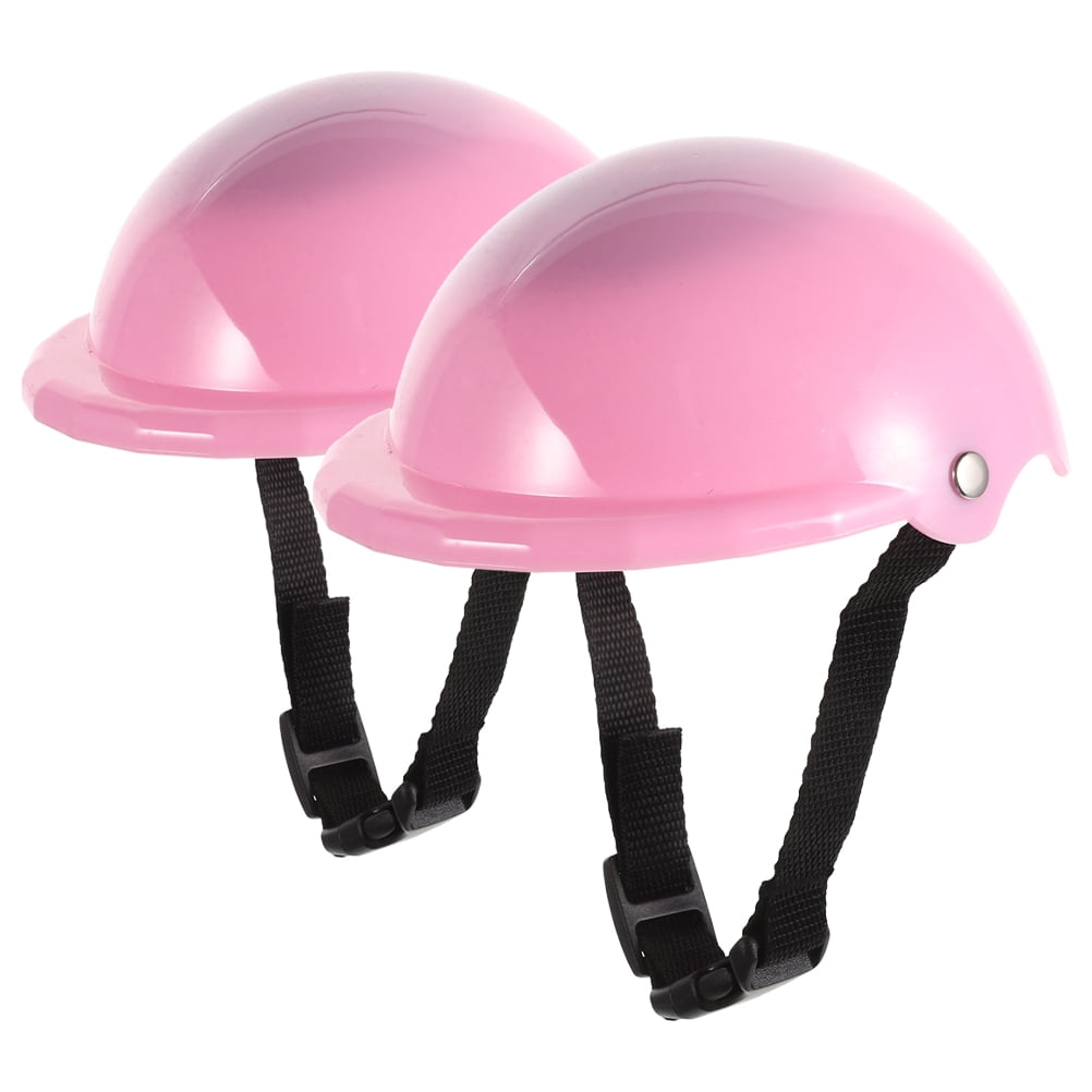 IDEANATEGRATE 2Pcs Bike Helmet Doll 18 Inch Doll Costume Pink Plastic Sport Design Playtime ...