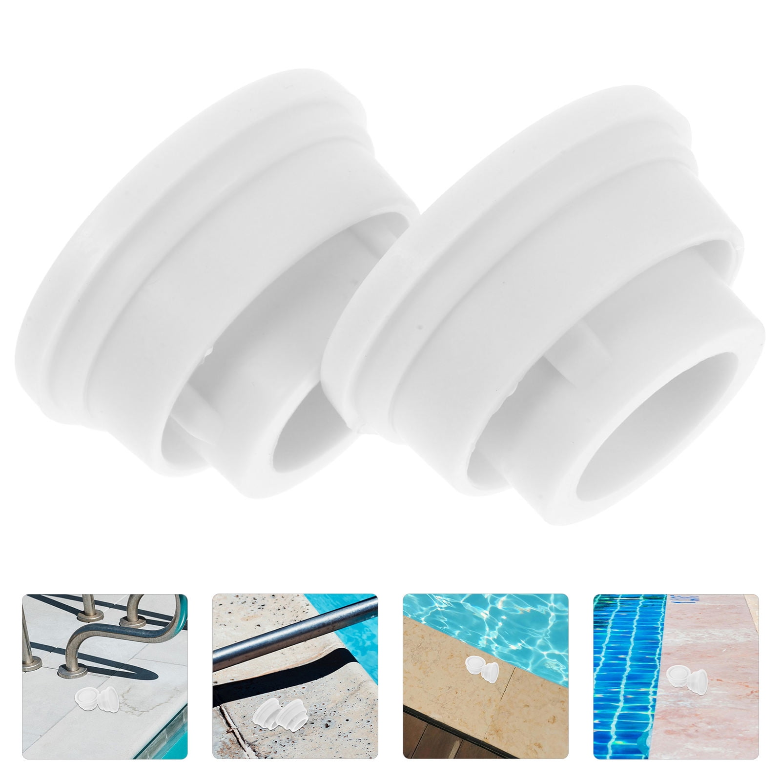 IDEANATEGRATE 2Pcs Pool Ladder Bumpers White Rubber Nonslip Safety ...