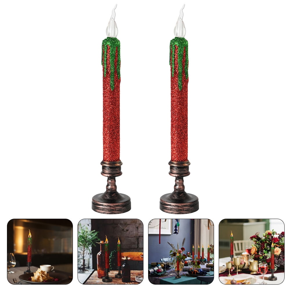 IDEANATEGRATE 2Pcs Red Led Candles For Christmas And Wedding Decoration ...