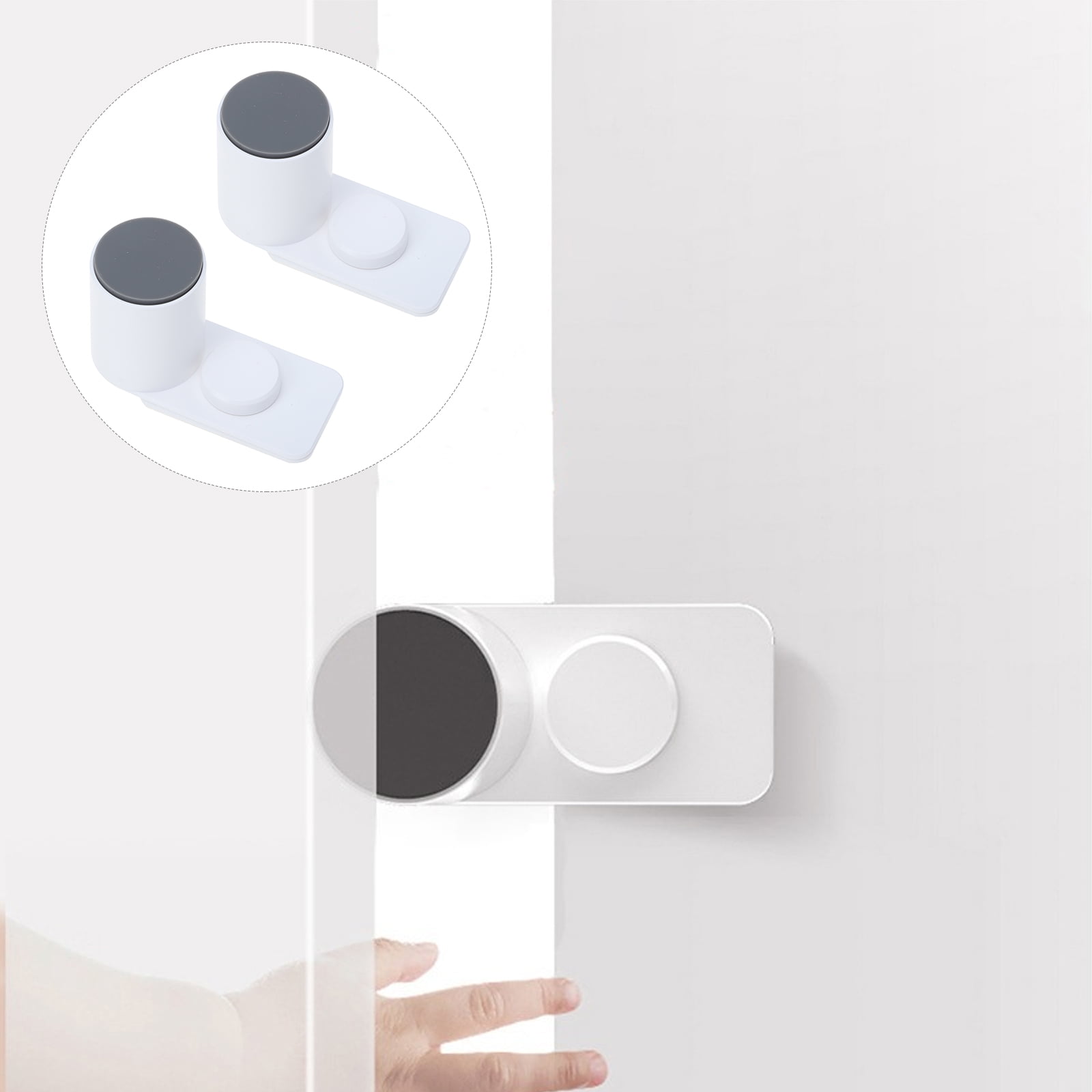 IDEANATEGRATE 2Set White Rectangular Door Stopper Safety Finger Slam ...