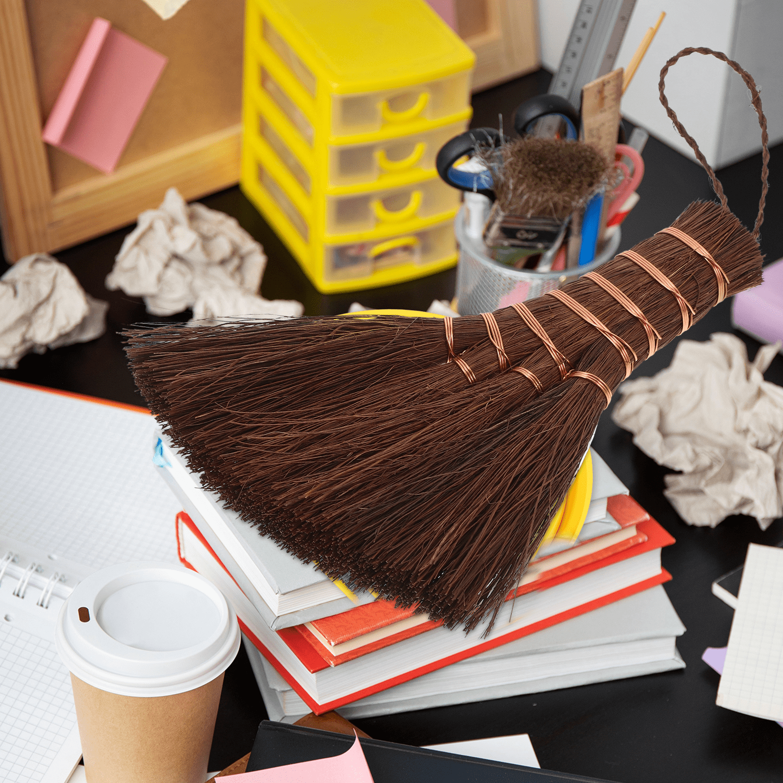 IDEANATEGRATE 35Pack Whisk Broom Small Palm Fiber for Household Office ...