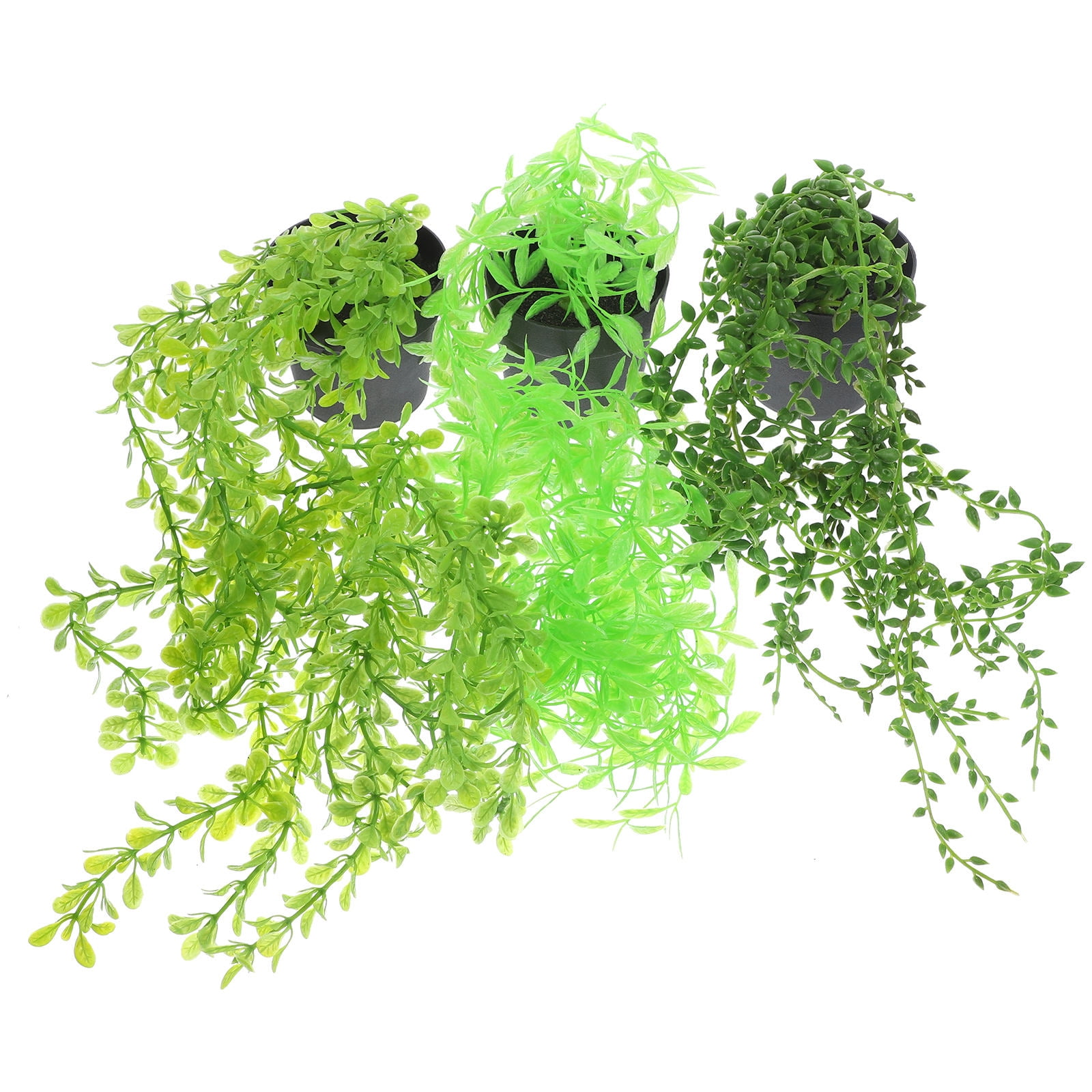 IDEANATEGRATE 3Pack Artificial Potted Plants Set 70x22cm Green Plastic ...