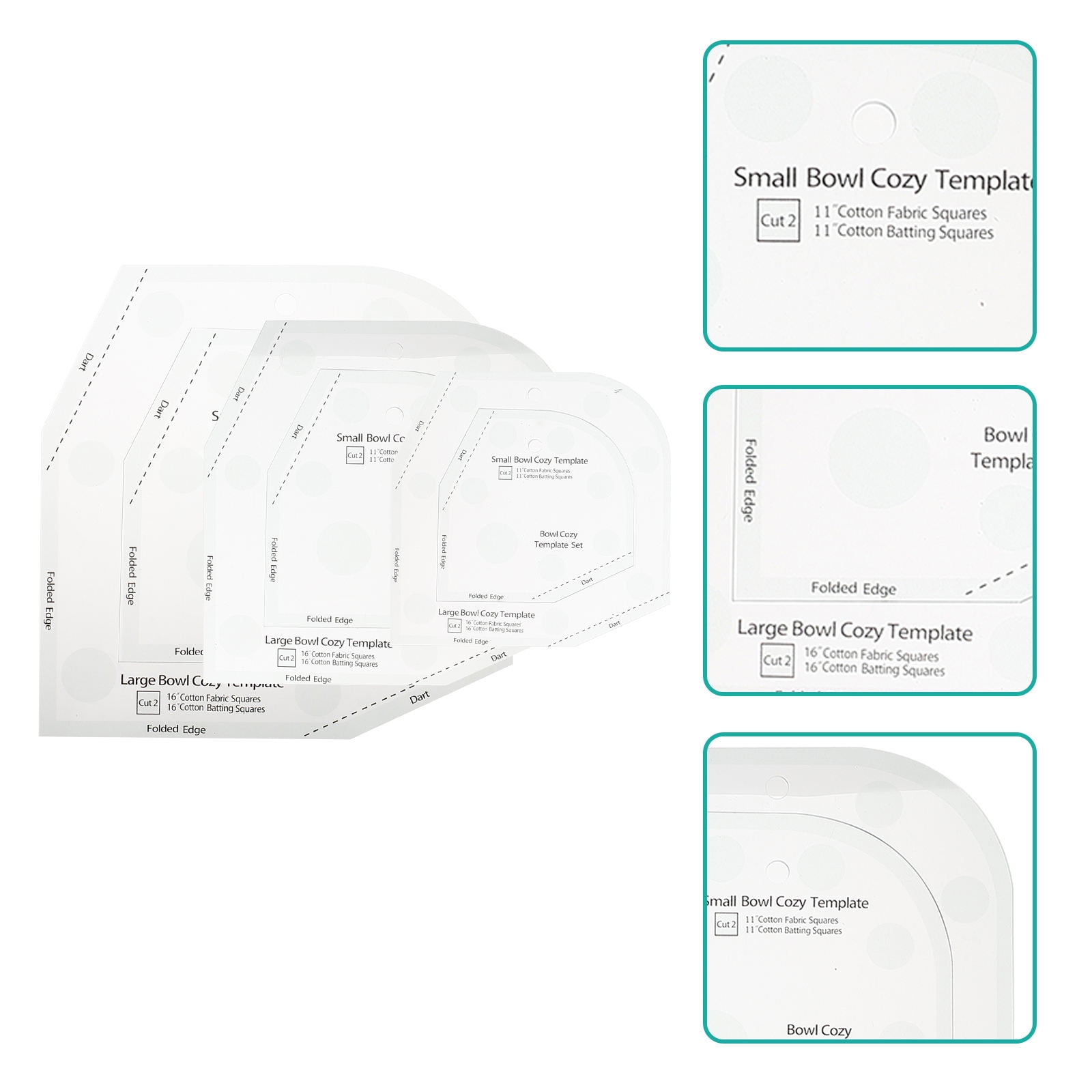 IDEANATEGRATE 3Pcs Acrylic Bowl Wraps Template for with Square Shape in ...