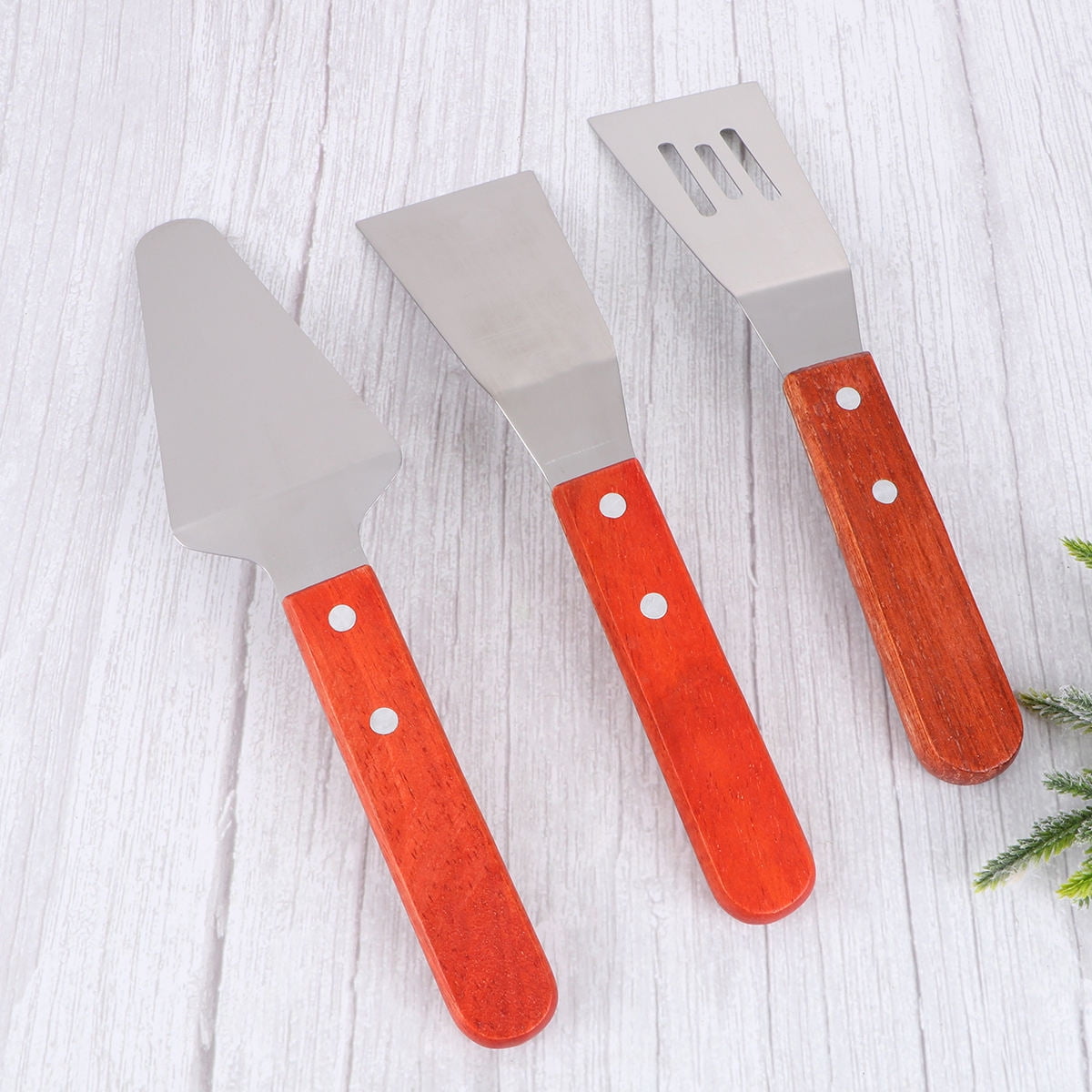 IDEANATEGRATE 3Pcs Pizza Round Spatula Wood Hollow Design for Flipping ...
