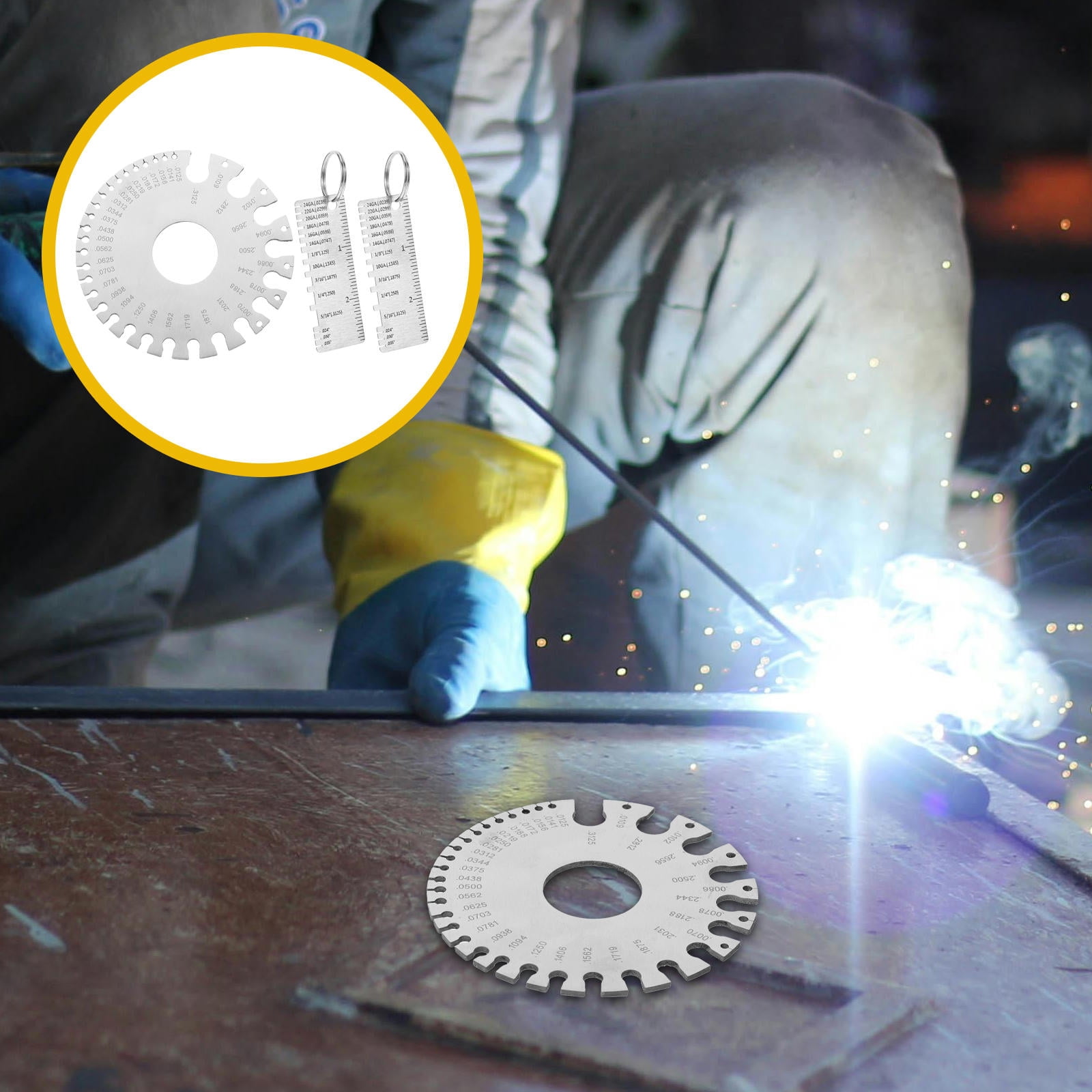 IDEANATEGRATE 3Pcs Wire Gauge Measuring Tool Stainless Steel Welding ...