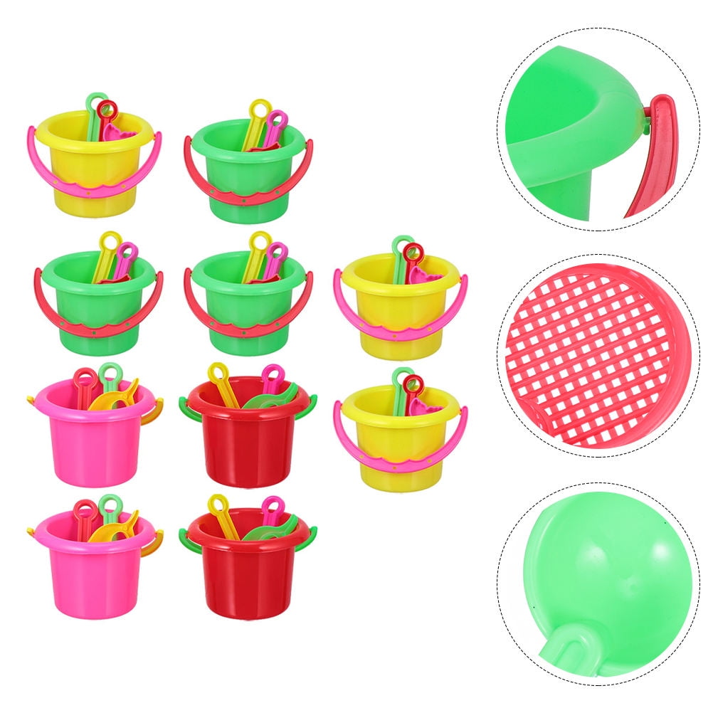 IDEANATEGRATE 40Pcs Mini Beach Buckets Assorted Color Plastic Sand for ...