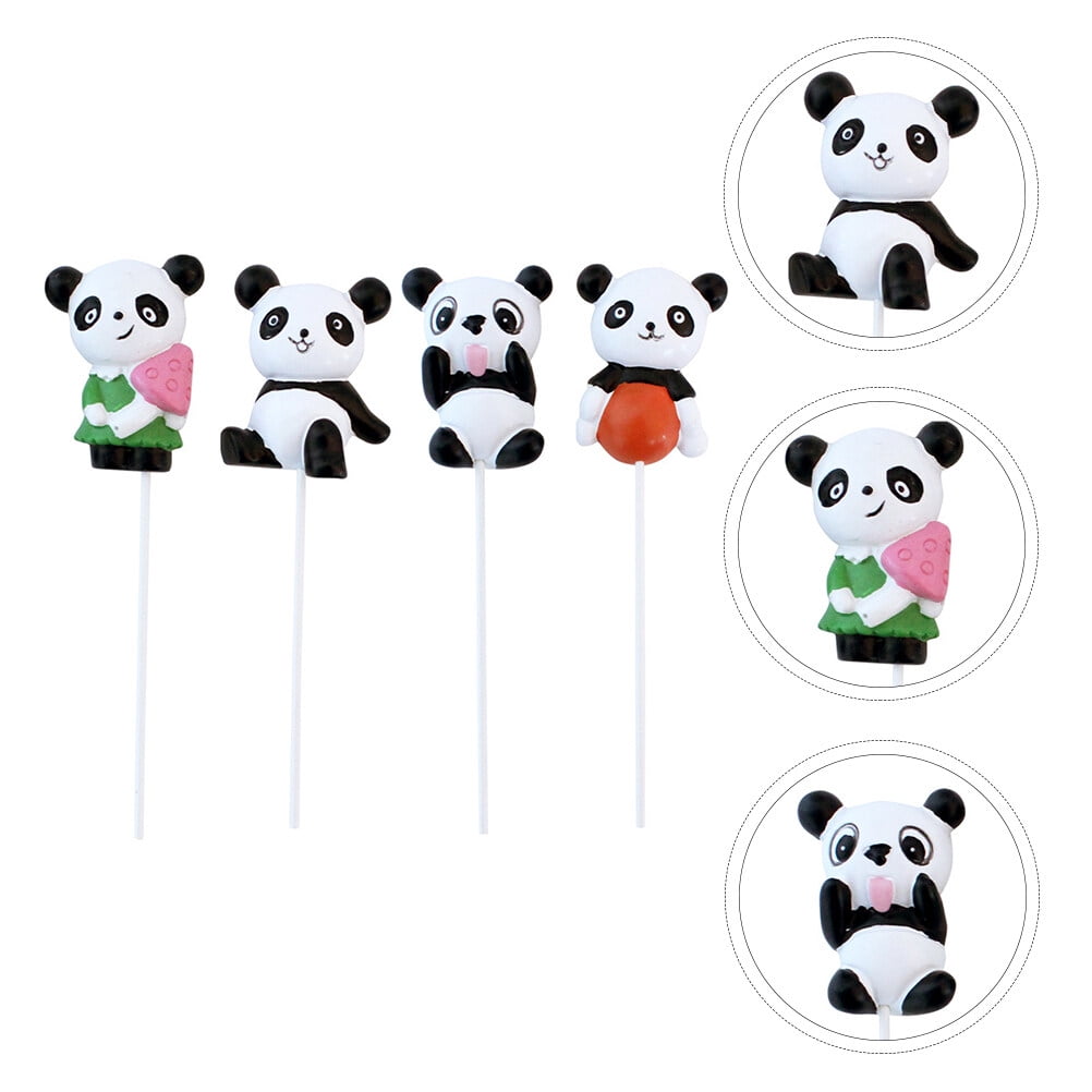 IDEANATEGRATE 4Pcs Assorted Color Panda Cake Toppers for Home Baking ...