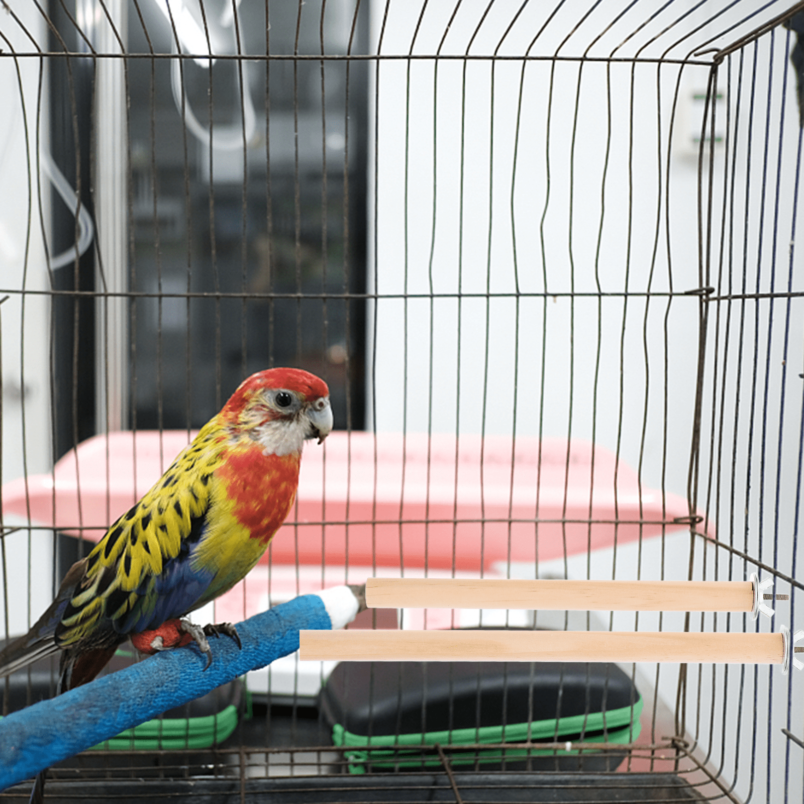 IDEANATEGRATE 4Pcs Bird Perch Parrot Stand Wood Round Light Brown 11 ...