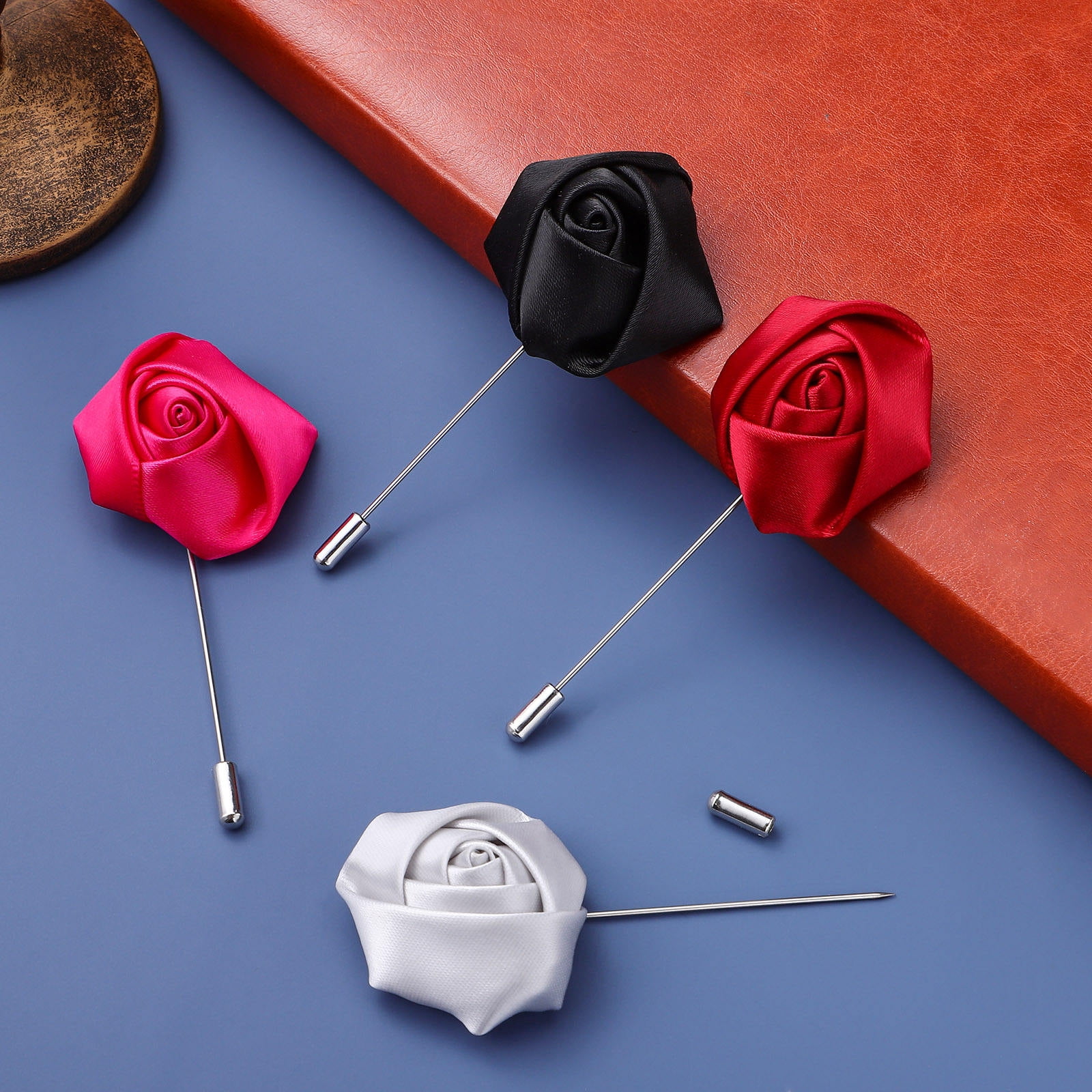 IDEANATEGRATE 4Pcs Elegant Design Rose Shape Lapel Pin for Men Suits in ...