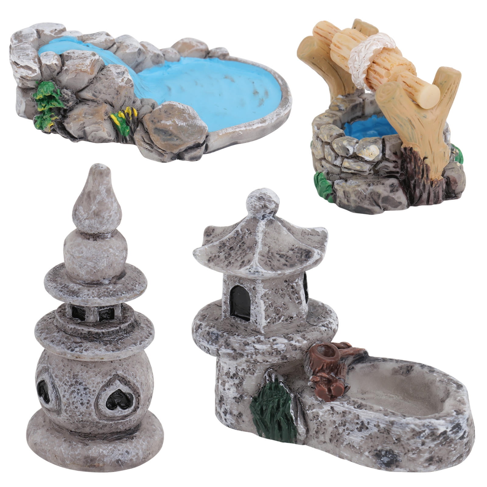 IDEANATEGRATE Miniature Pavilion Figurine Assorted Color 4Pcs 2.00X1 ...
