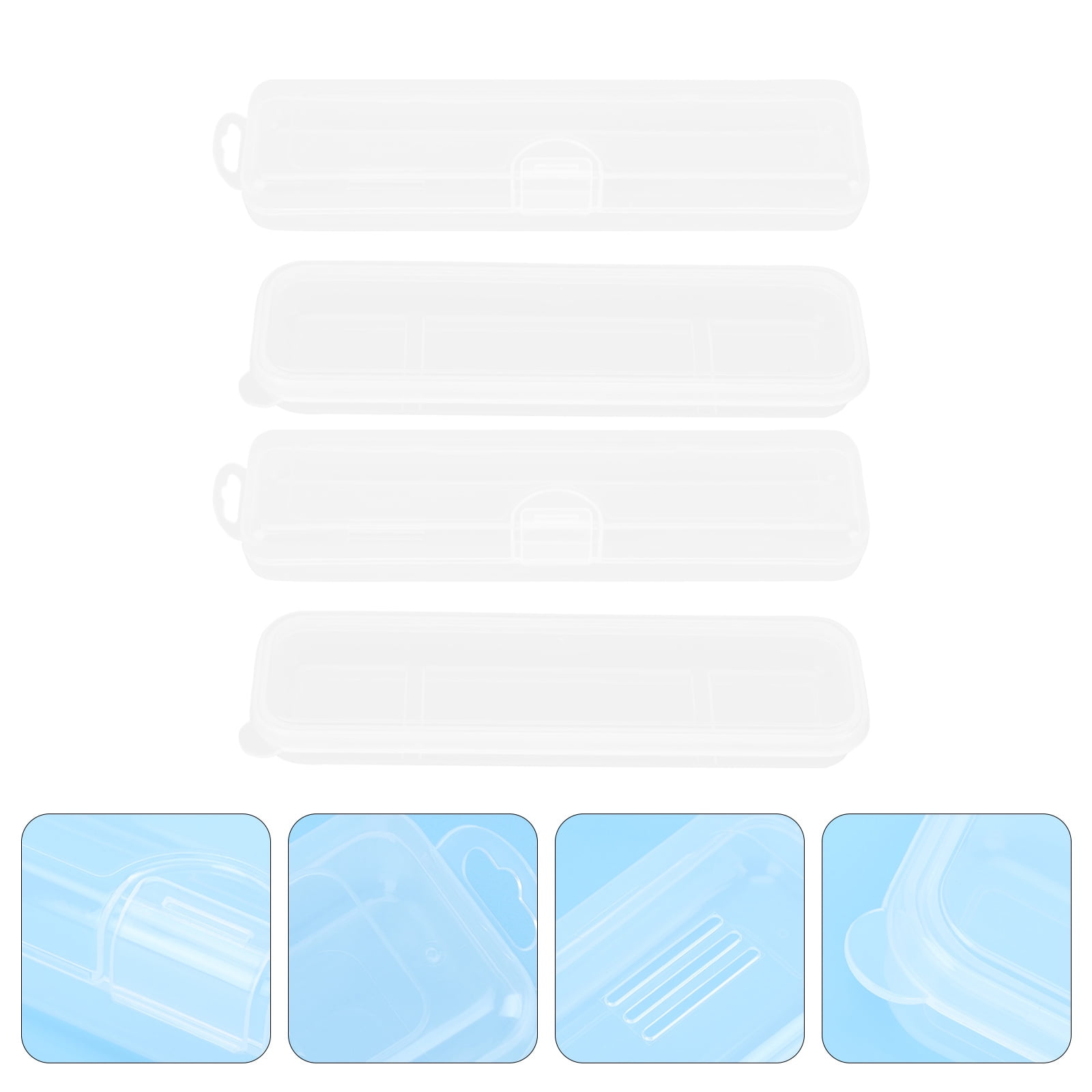 IDEANATEGRATE 4Pcs Oblong Storage Boxes for Manicure Tool Storage White ...