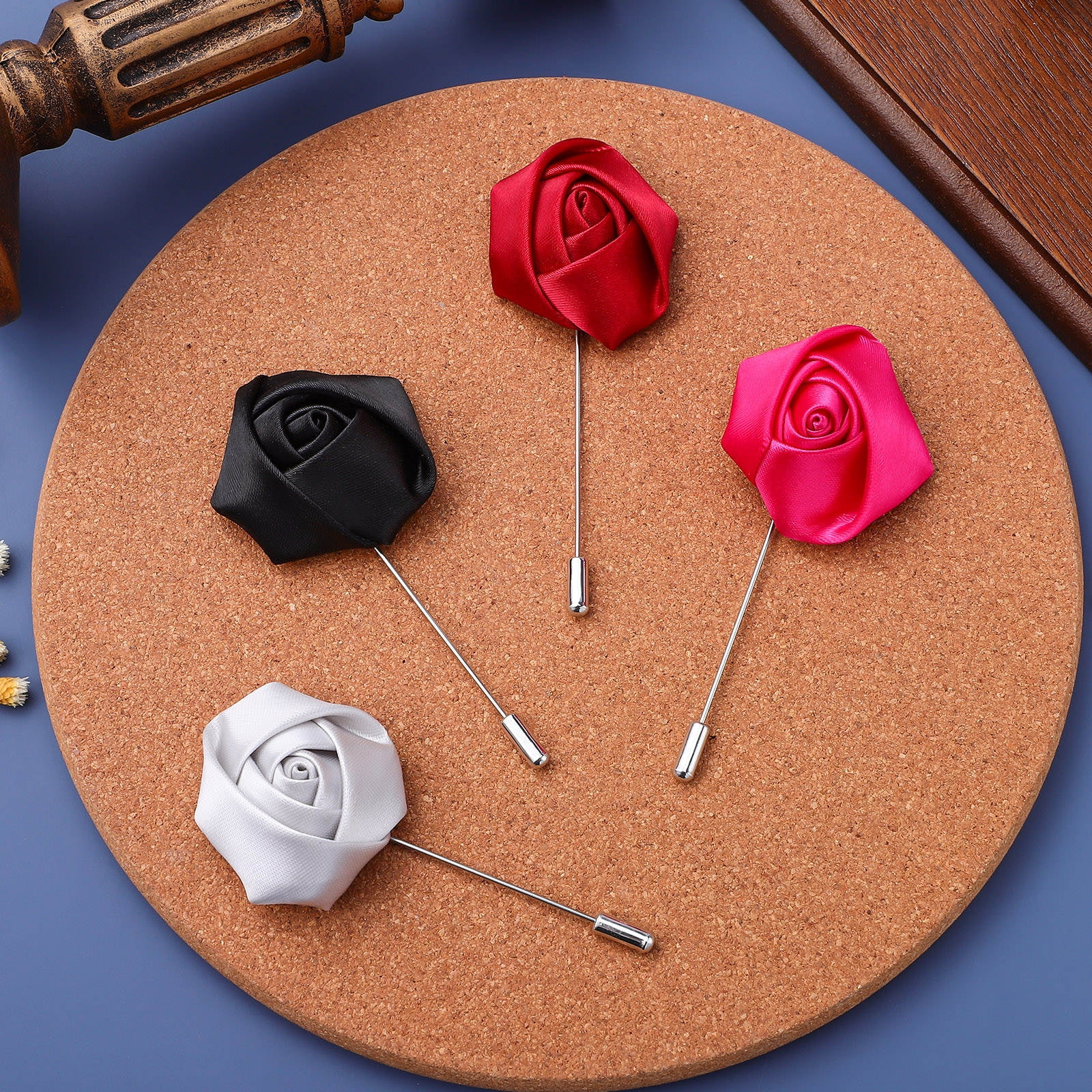 IDEANATEGRATE 4pcs Flower Lapel Pins For Men Elegant Boutonniere Pins ...