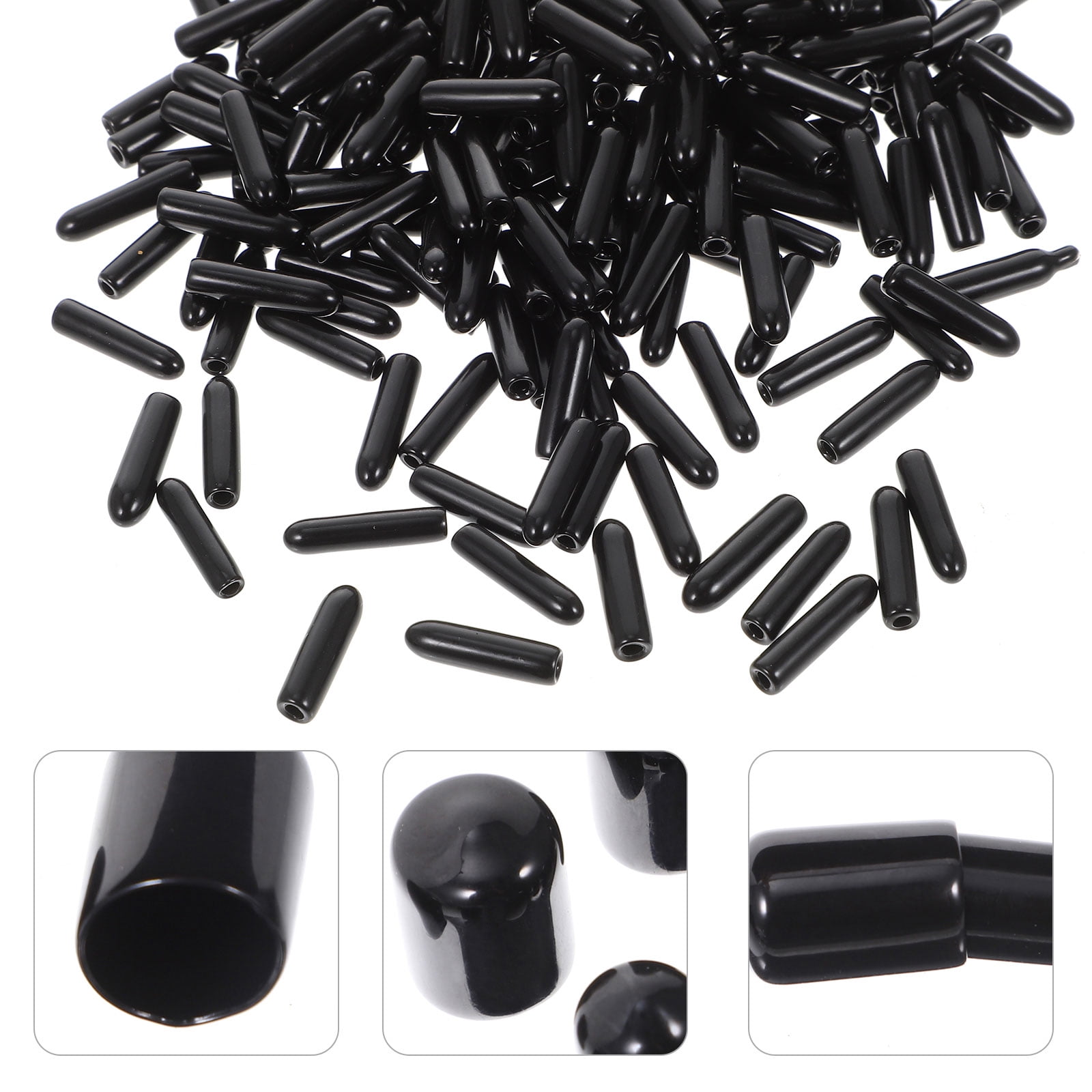 IDEANATEGRATE 500Pcs Black PVC Screw Cap for Round Tubing 1.5X0.25in ...