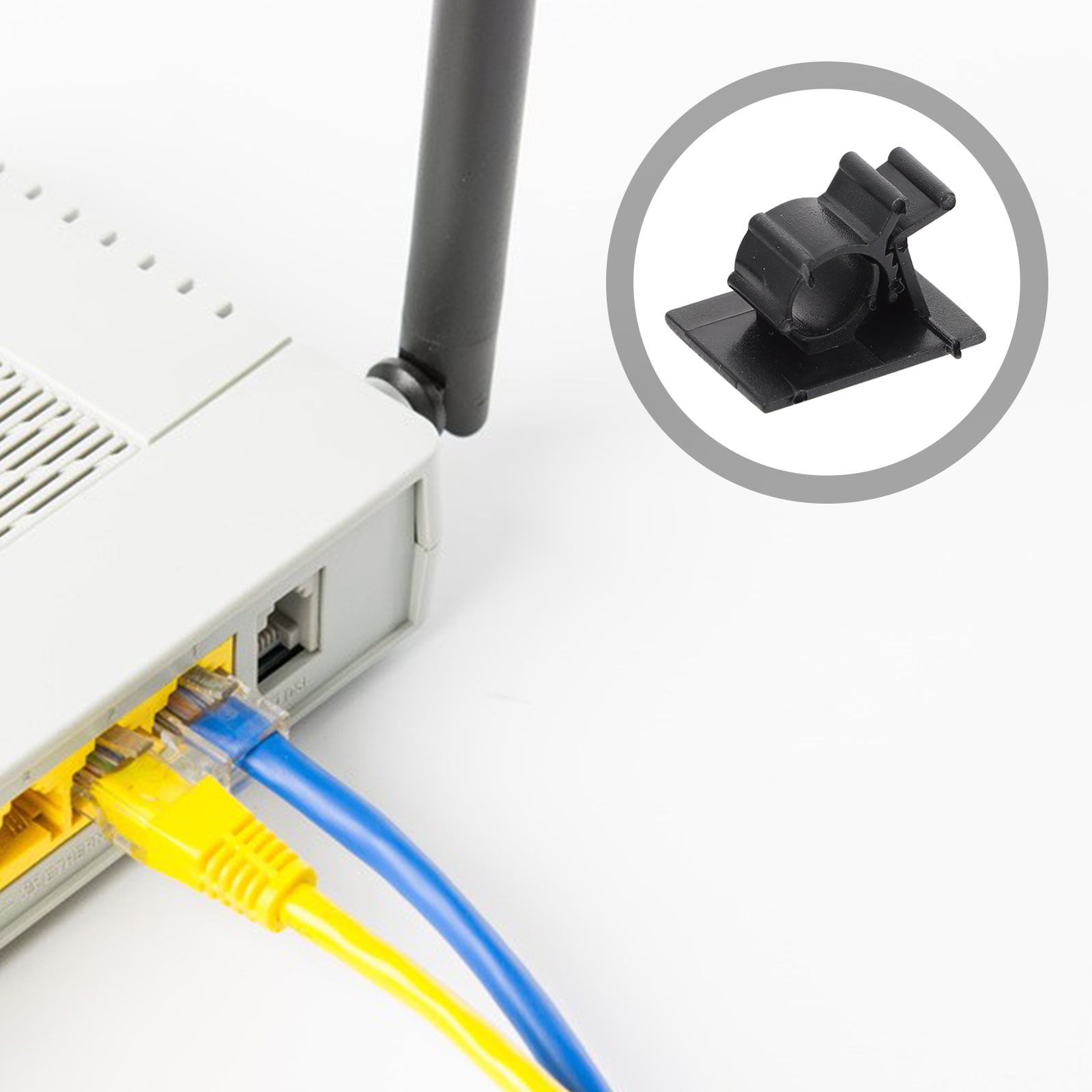 IDEANATEGRATE 50Pcs Black Plastic Adhesive Cable Management Clamp for ...