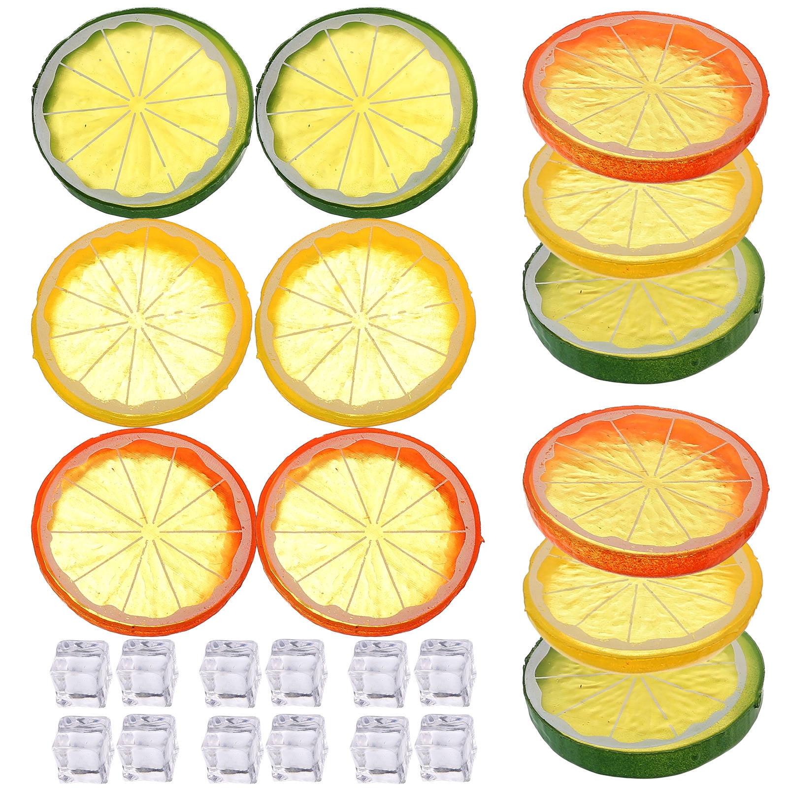 IDEANATEGRATE 50Pcs Faux Fruits Slices And Ice Cubes Round Slice Cube ...