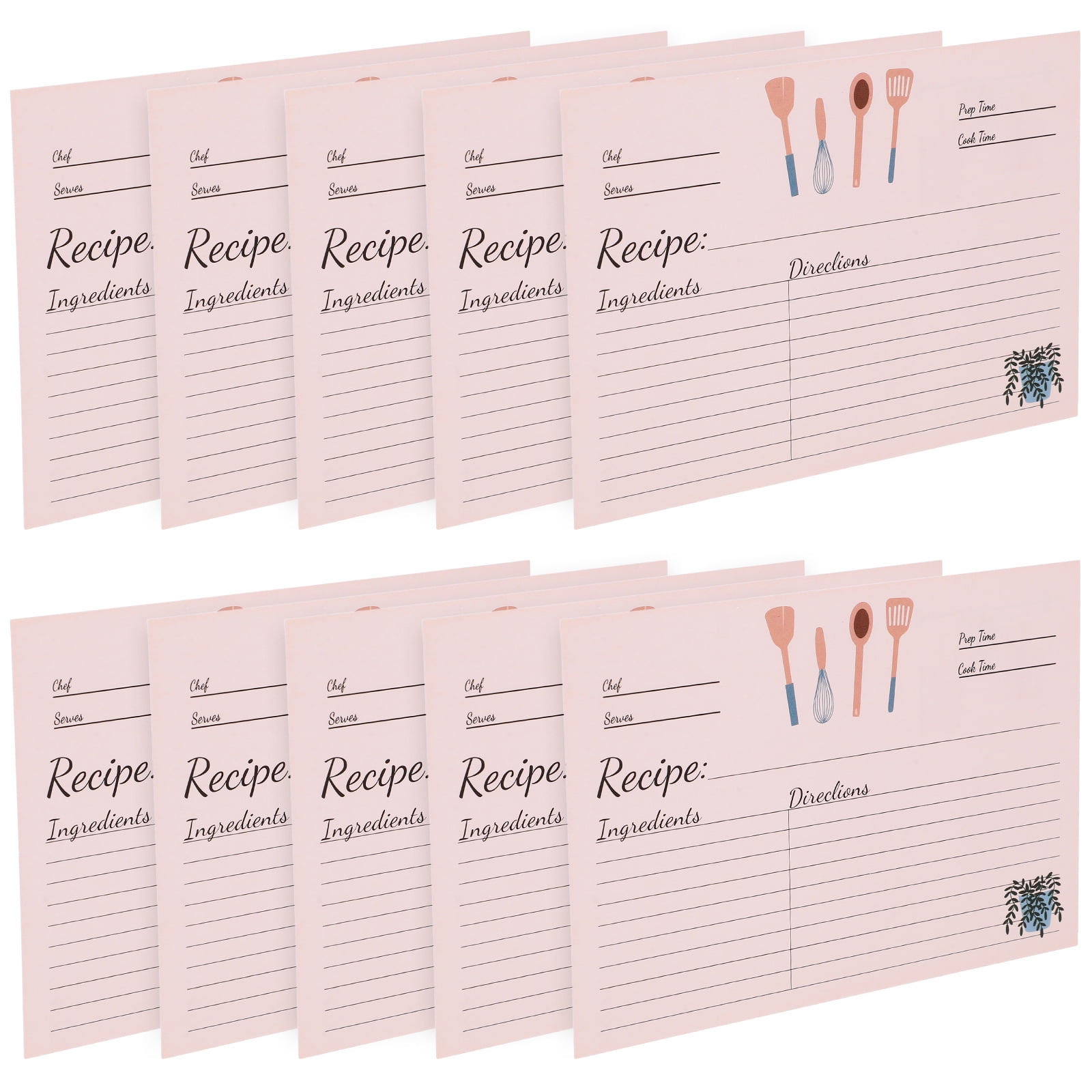 IDEANATEGRATE 50Pcs Recipe Cards Beige Paper Food Note Cards Rustic ...