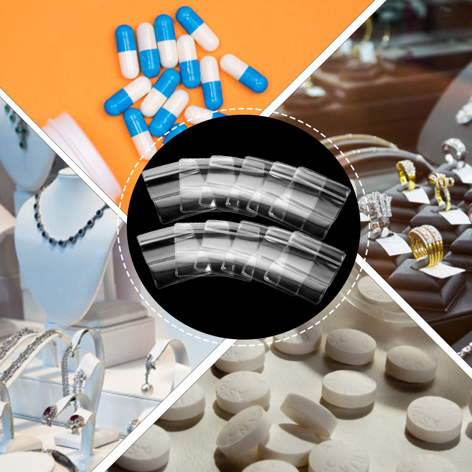 IDEANATEGRATE 50Pcs Tablets Bags for Home Organization with Sealing and ...