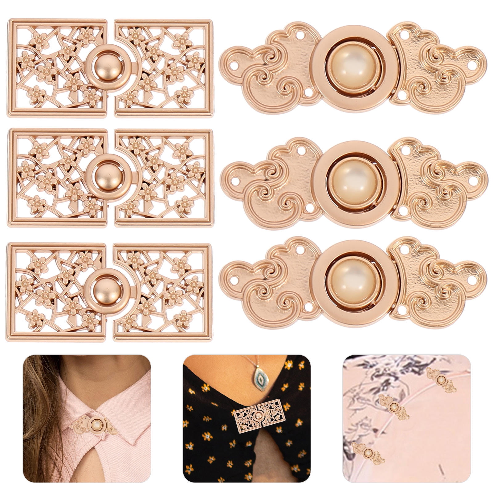 IDEANATEGRATE 6 Pairs Clothing Retro Button Zinc Alloy Sewing Buttons ...