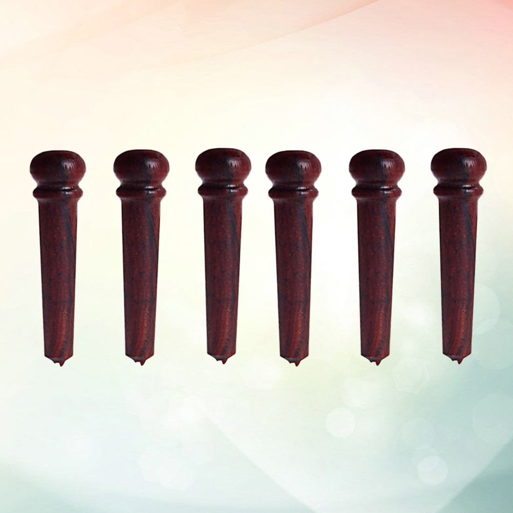IDEANATEGRATE 6Pcs Redwood Acoustic Guitar Bridge String Pegs for Folk ...
