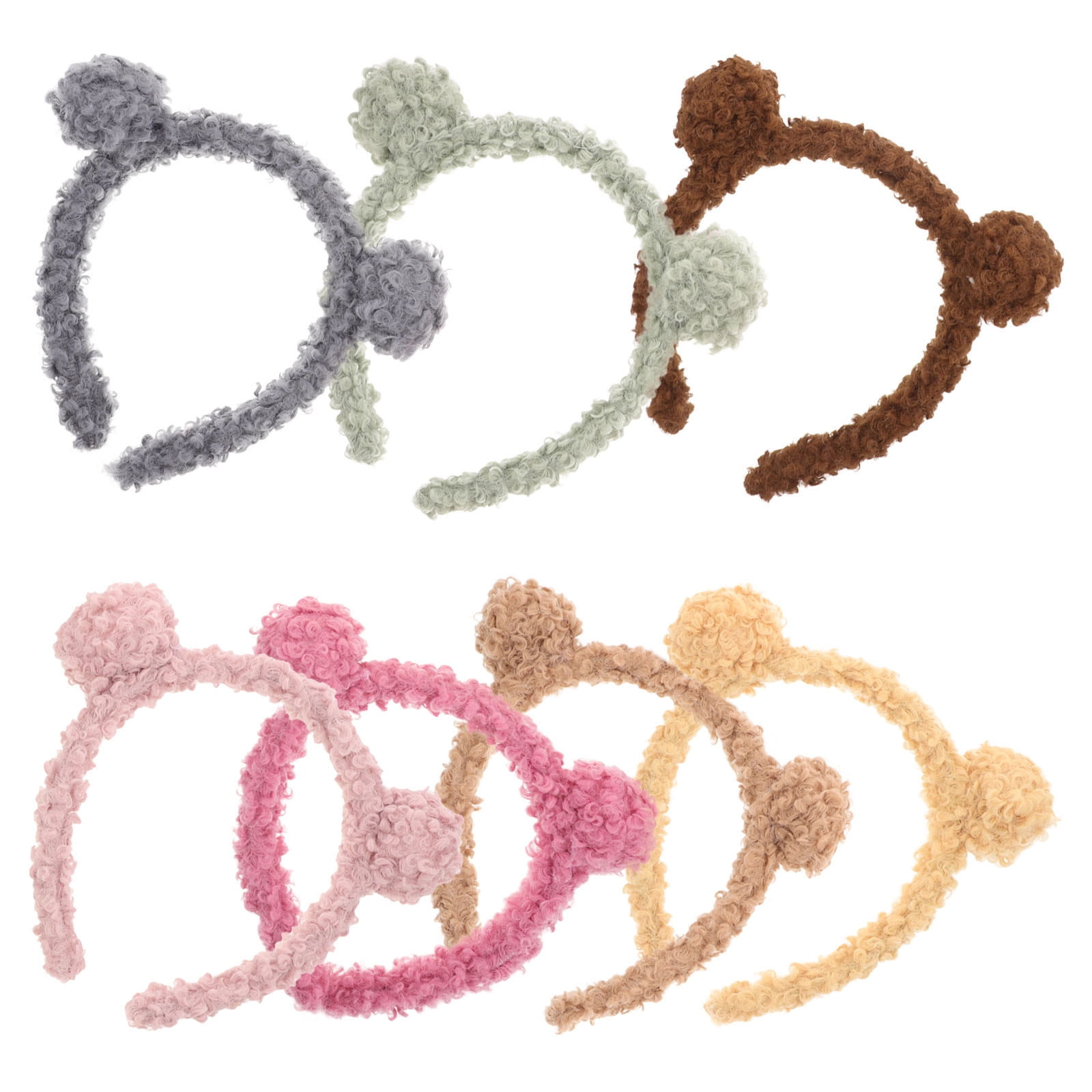 IDEANATEGRATE 7Pcs Plush Bear Headbands Assorted Color Bear Ear Shaped ...
