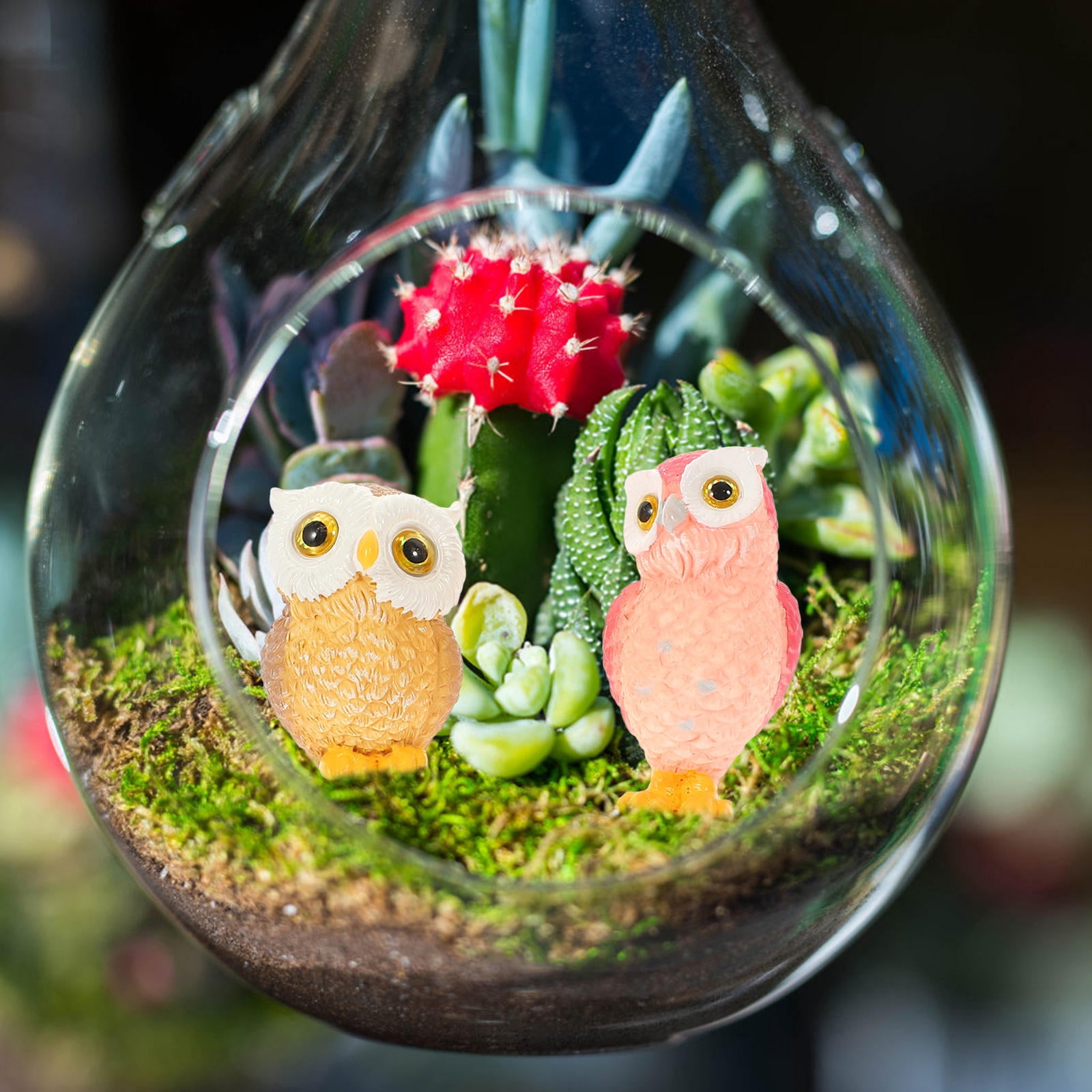 IDEANATEGRATE 7Pcs Resin Landscape Owl Figurines Assorted Color ...
