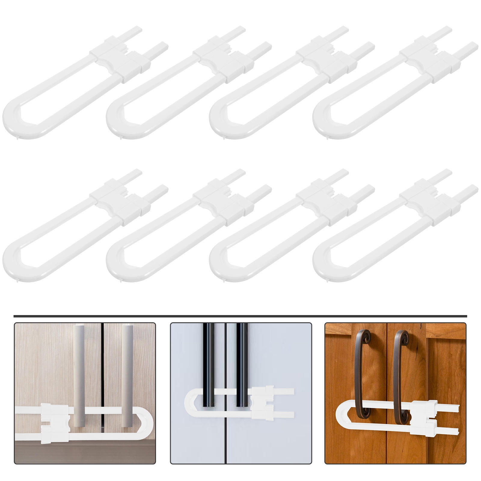 IDEANATEGRATE 8Pcs U Shaped Cabinet Door Locks for Childproofing and ...
