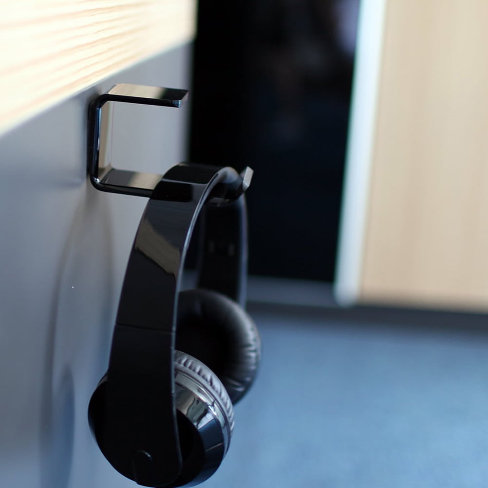 IDEANATEGRATE Black Metal Headphone Stand with Space-Saving Design for Home Office Universal ...