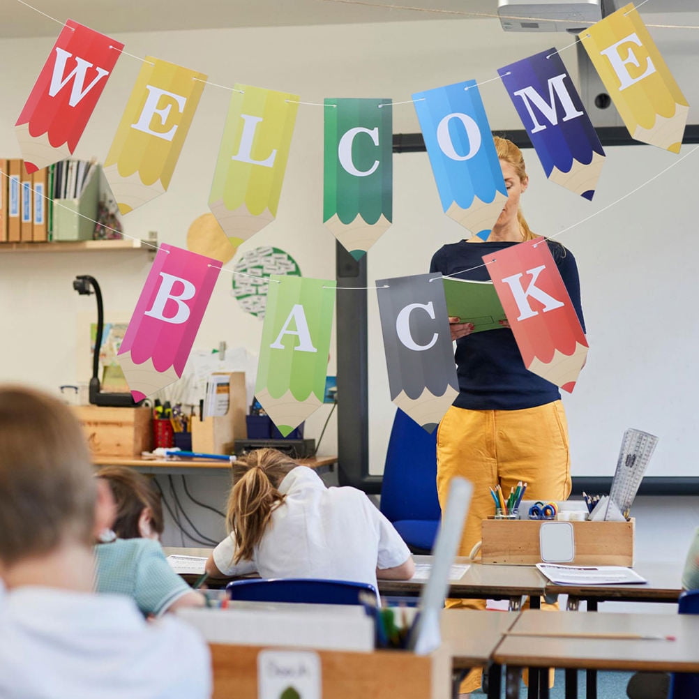 IDEANATEGRATE Classroom Banner 1Set Multi Color Pencil Flag Style for ...