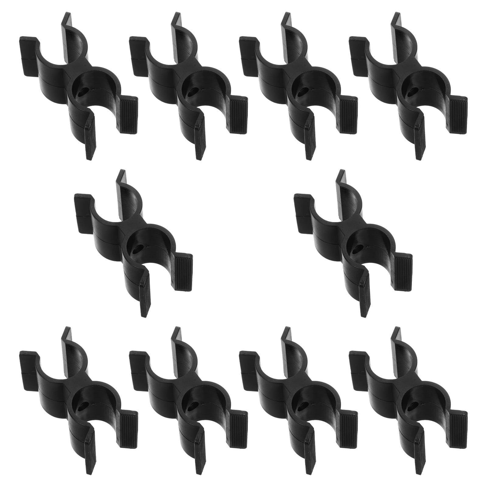 IDEANATEGRATE Double Port Pipe Clamps 10Set Broom Clip Black Nylon For ...
