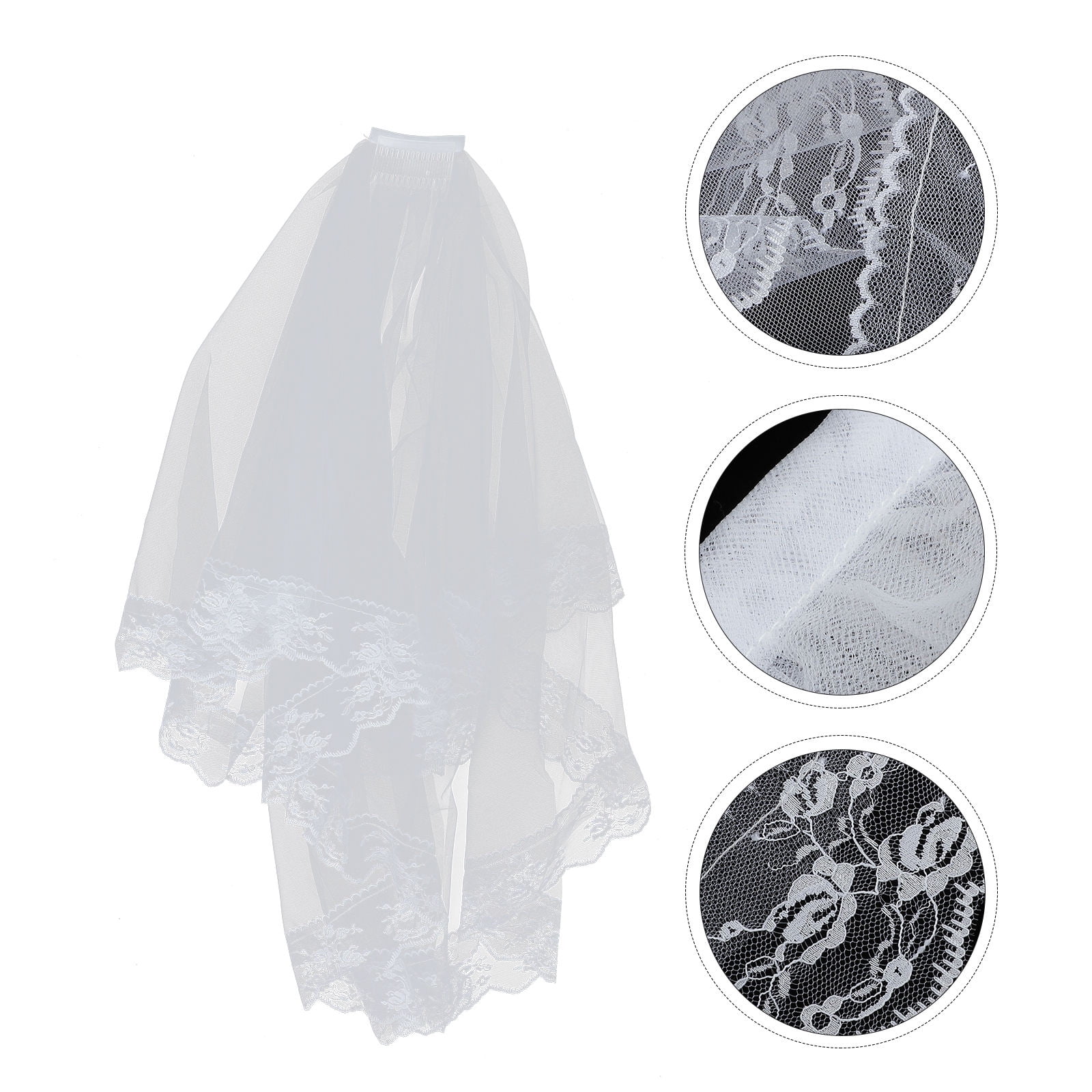 IDEANATEGRATE Elegant Design Bridal Veils 1Pcs Tulle Metal White Lace ...