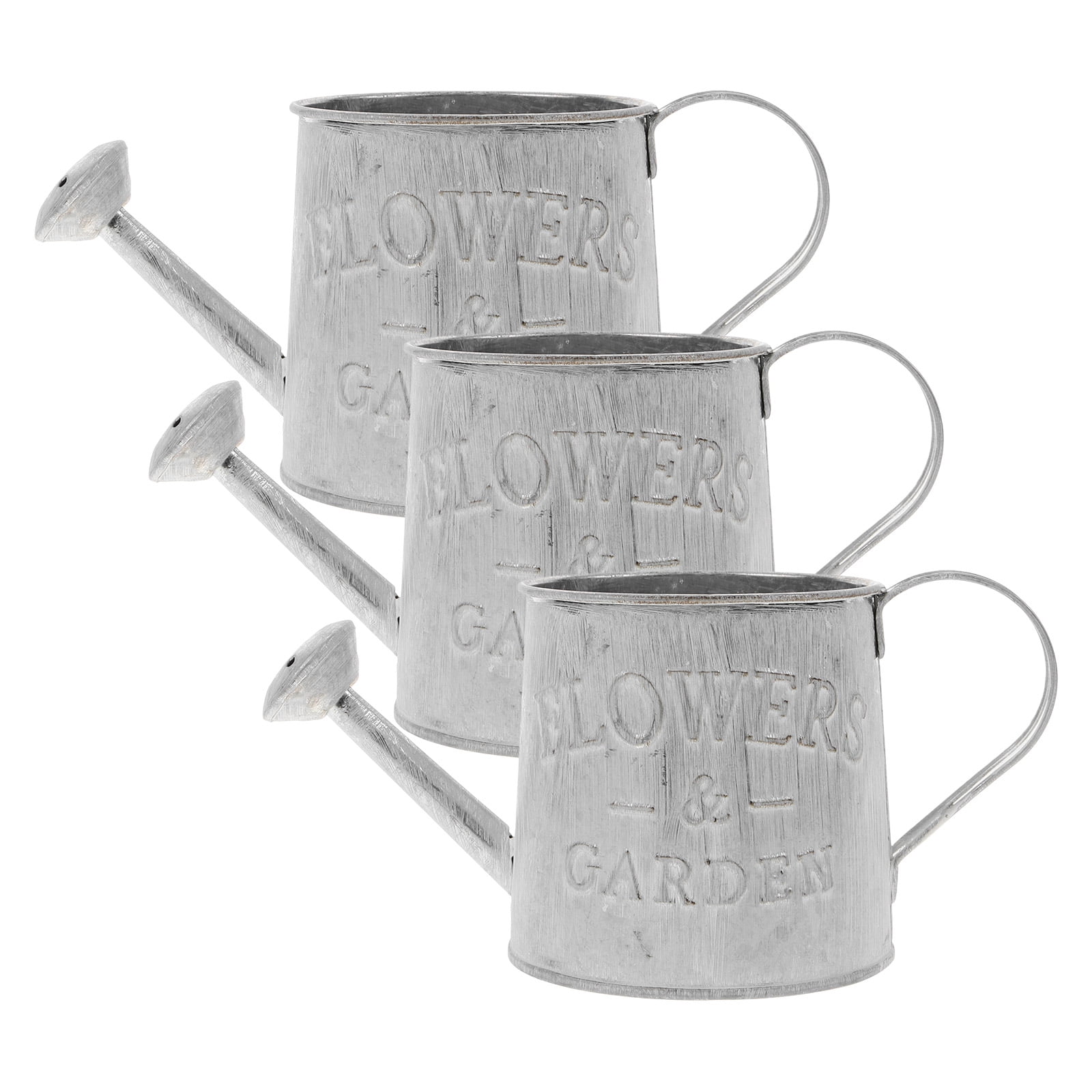 IDEANATEGRATE Flower Buckets 3Pcs Silver Iron with Retro Design for ...