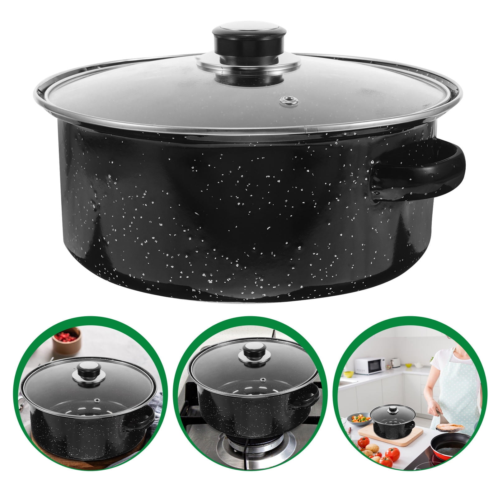 OFFIGAM Enamel Pizza Plate with Handle - Frying Pan Style, Perfect for ...