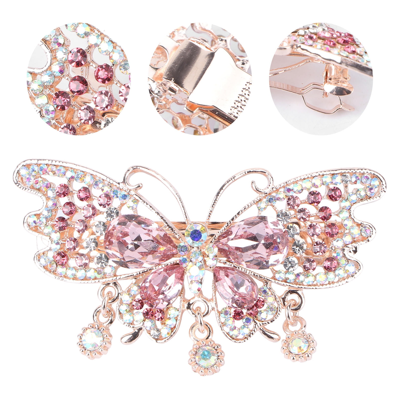 IDEANATEGRATE Hair Clamp Holder 2Pcs Detail Iron Rhinestone Ponytail ...