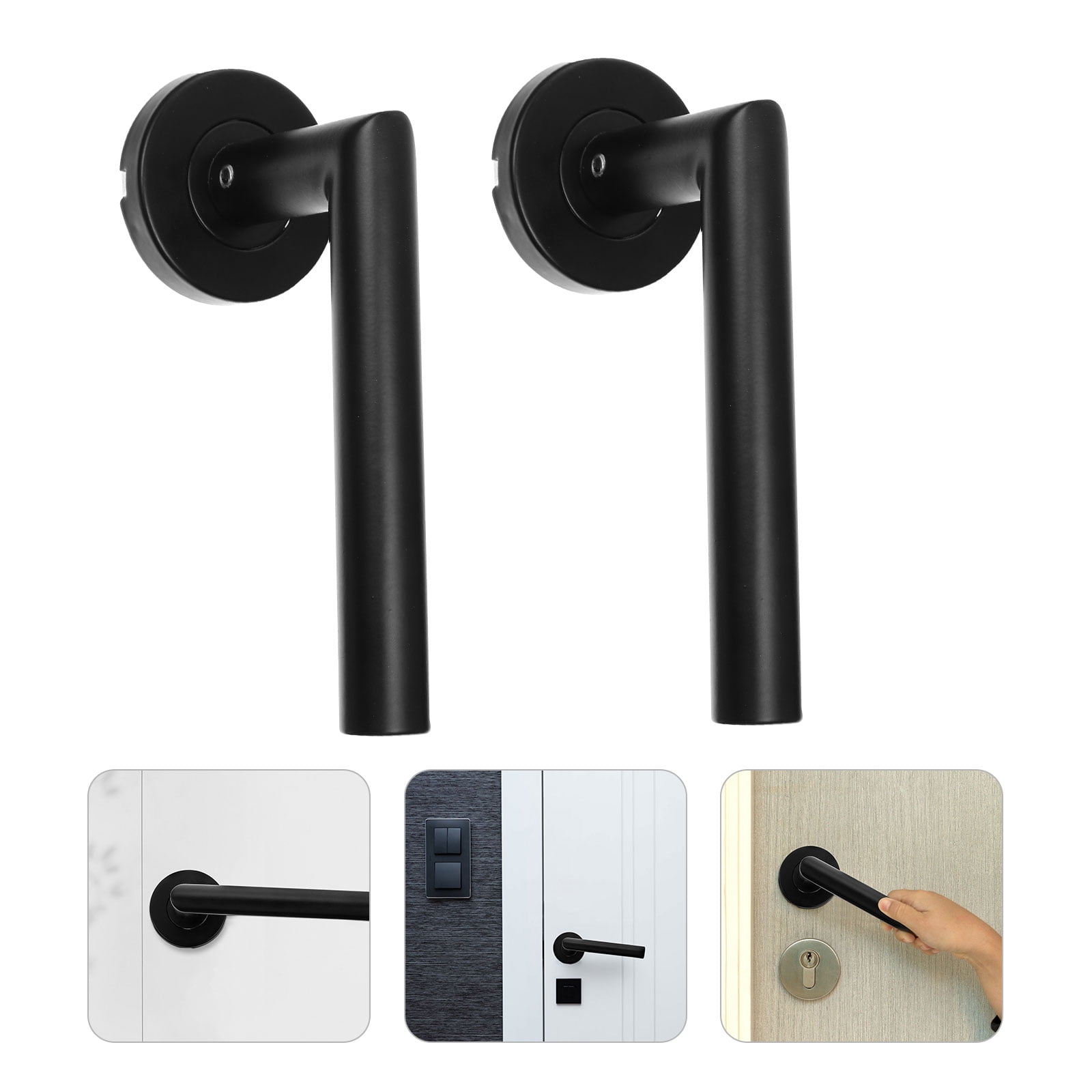 IDEANATEGRATE Interior Door Locks 1 Set Black Stainless Steel for ...