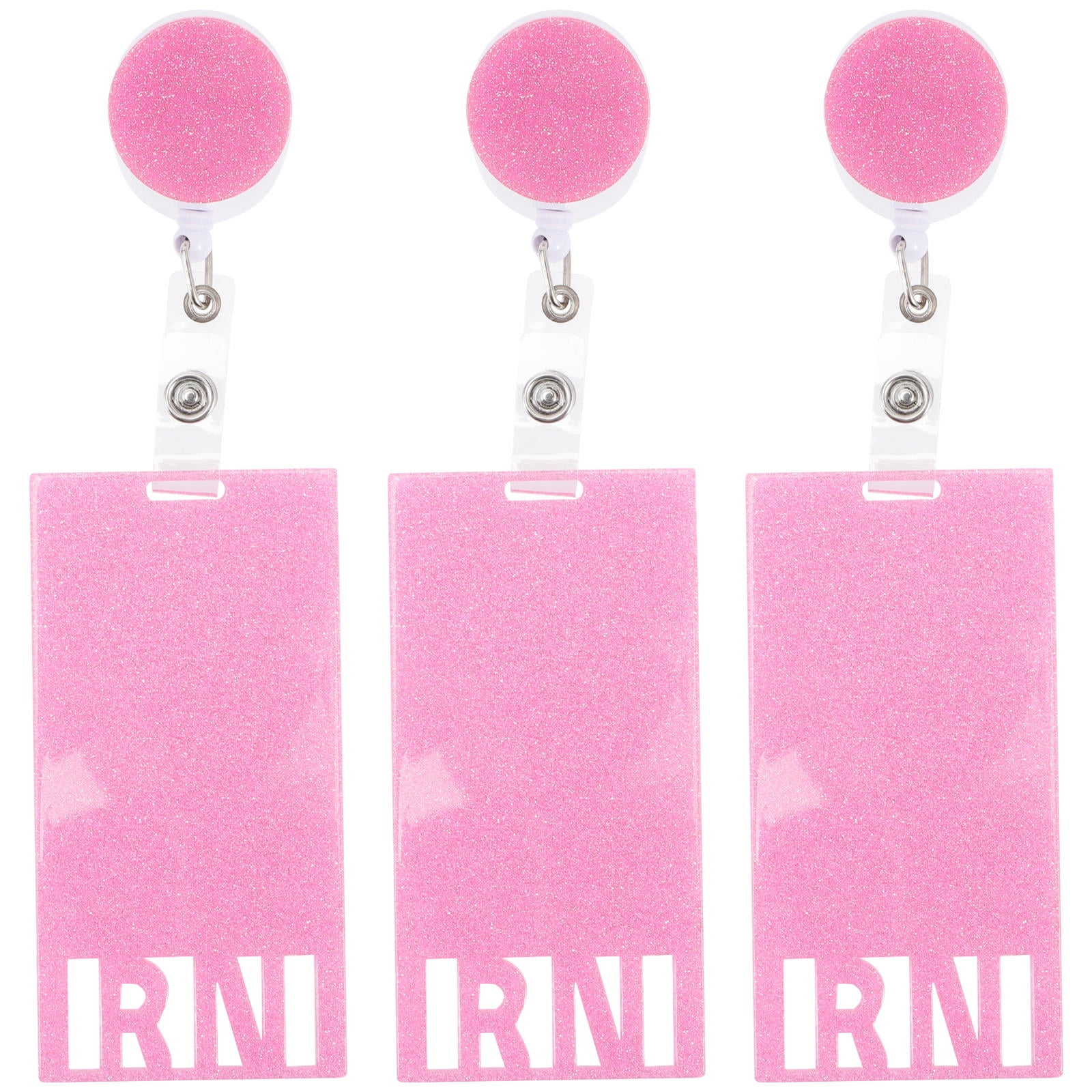 IDEANATEGRATE Nurse Badge Clips 3Pcs Pink Rose Gold Vertical Acrylic ...