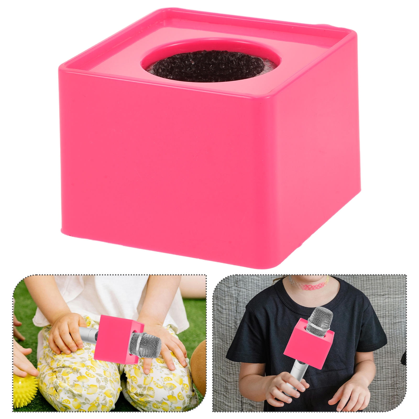 IDEANATEGRATE Red Microphone Stand 1Pcs Mic Flag for Television Station Interviews Square Shape ...