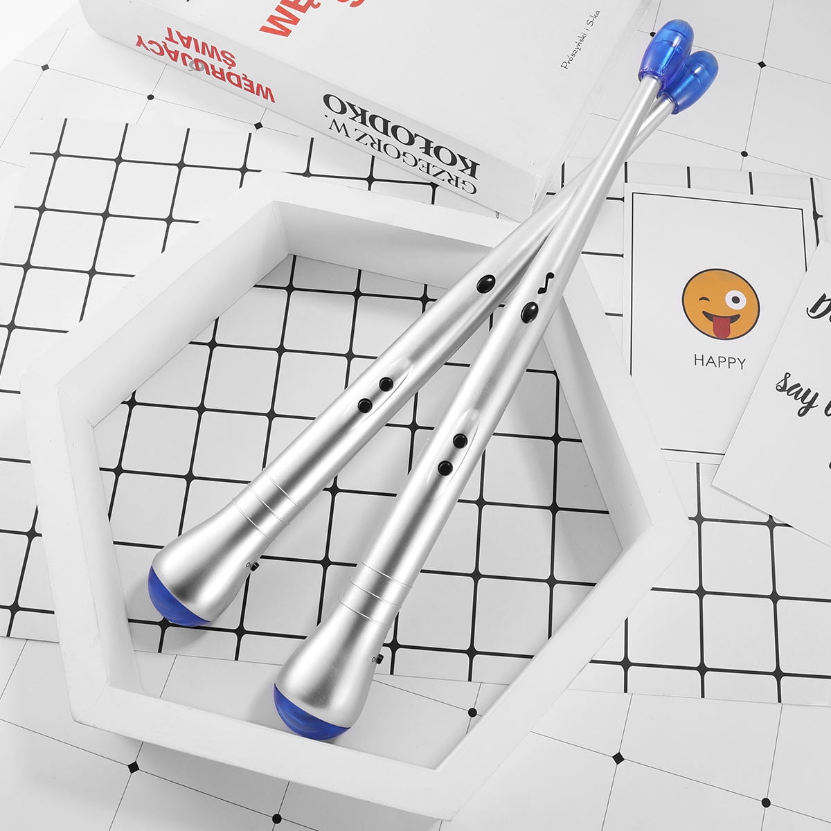 IDEANATEGRATE Silver Abs Plastic Rhythm Beat Sticks 13.5 x 1.5 Inch for ...