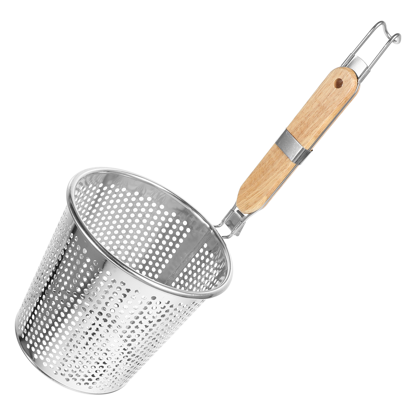 IDEANATEGRATE Stainless Steel and Wood Pasta Basket with Fine Mesh for ...